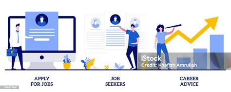 작은 사람들과 일자리 구직자 경력 조언 개념에 적용합니다 Hr 서비스 추상 벡터 일러스트레이션 세트입니다 고용 경력 시작 직장 검색 직원 프로필 기업 웹 사이트 은유 개념에