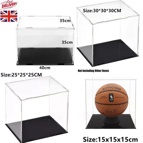 CLEAR ACRYLIC DISPLAY Case Perspex Box Plastic Black Base Dustproof Four Sizes PicClick UK