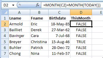Highlight Current Month Birthdays In Excel Contextures Blog