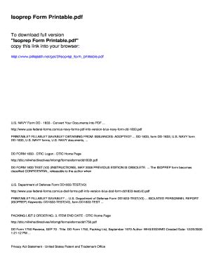 Fillable Online Isoprep Form Fax Email Print PdfFiller