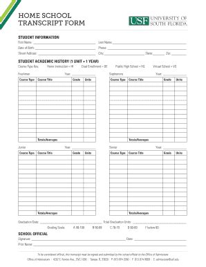 Printable Homeschool Transcript Template Pdf Perkins