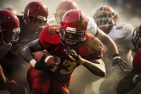 Premium Photo American Football Player Trying Score Goal Generative Ai