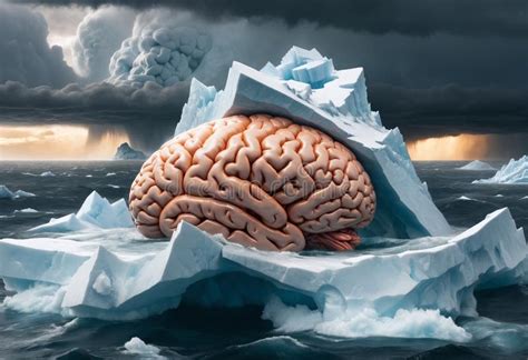 A Large Human Brain Floating In A Body Of Water Stock Illustration Illustration Of Human