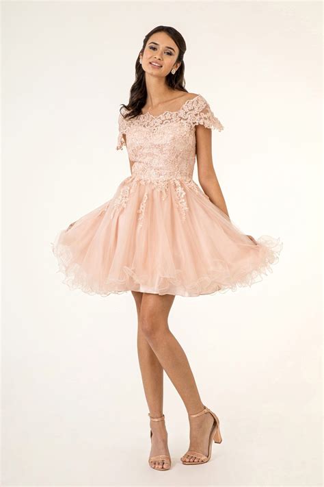 Gl Gs1953 Off The Shoulder A Line Homecoming Dress With Lace