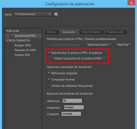 Creación de documentos de HTML5 Canvas en Animate CC
