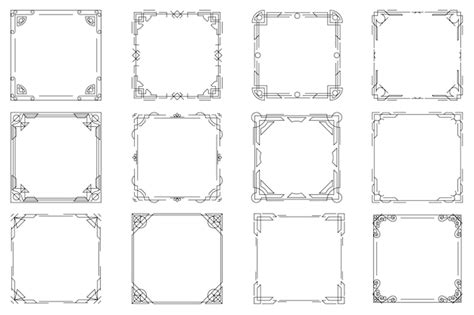 얇은 선 기하학적 프레임 선형 프레임 무료 벡터