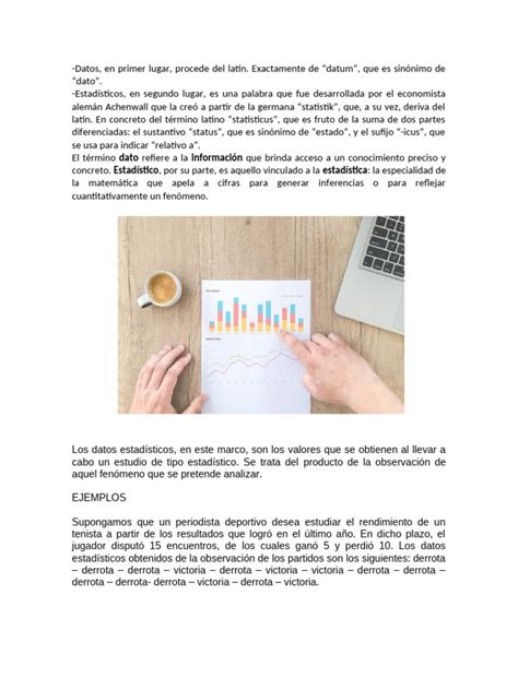 Datos Estadísticos Definición Y Ejemplos Pdf