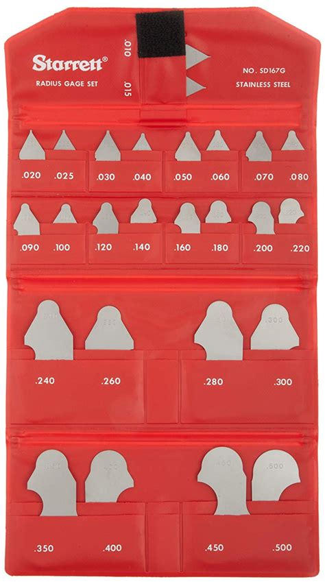 Starrett Sd167gz Radius Gauge Set Decimal Inch Without Holder 0 010