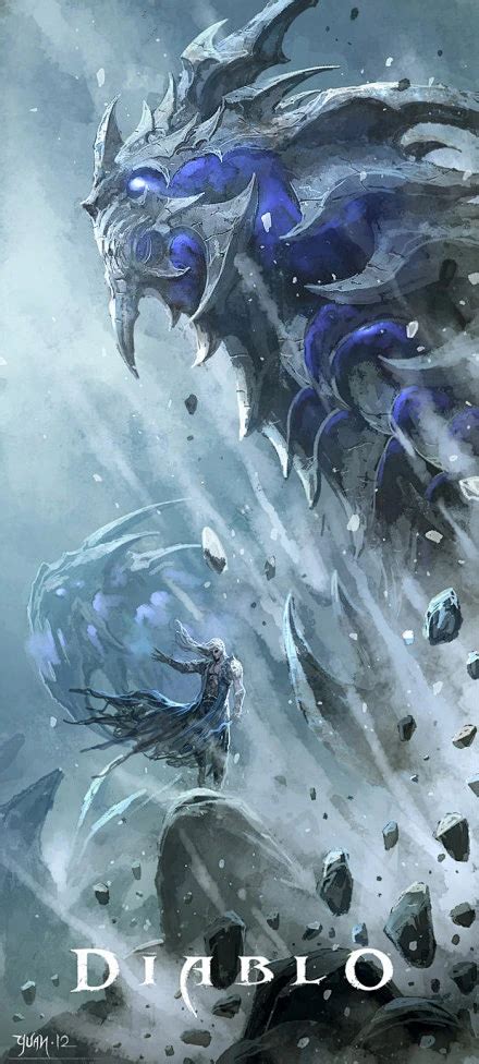 徐超渊yuan：暗黑破坏神3资料片新职业假想~我希望是死灵法师，当然是加强版的，可以召唤远古的骨龙之类的。于是就画了这张画。死灵法师。 花瓣网