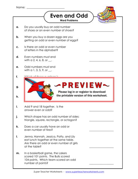 Even And Odd Super Teacher Worksheets