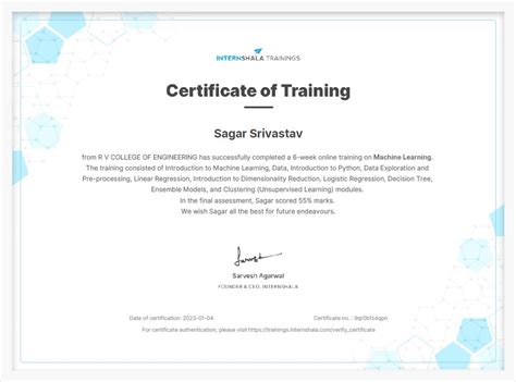 Finished My 6 Week Machine Learning Internship At Internshala Sagar