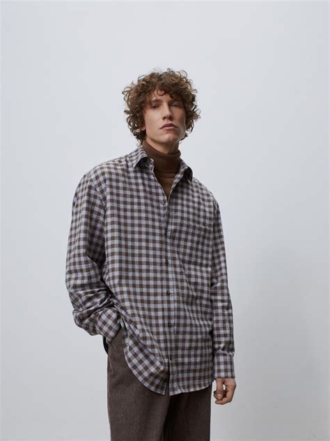 Рубашка из фланели (Серо-бежевый) купить в интернет-магазине 12 STOREEZ ...