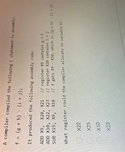 Solved A Compiler Compiled The Following C ﻿statement To