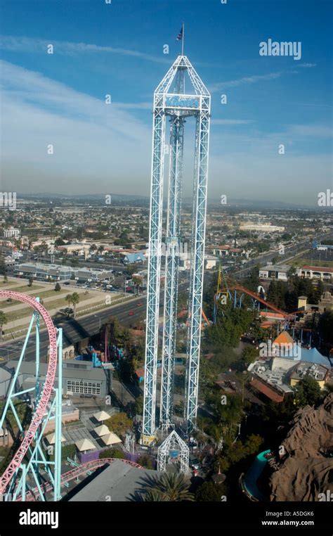 Aerial View Of Tower Ride At Knotts Berry Farm Theme Park California