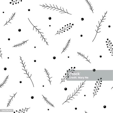 블랙 베리 나뭇 가지 잔가지가 있는 플로럴 원활한 패턴 텍스처 가문비나무에 대한 스톡 벡터 아트 및 기타 이미지 가문비나무 겨울 꽃 식물 Istock