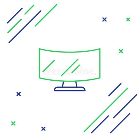 Line Computer Monitor Screen Icon Isolated On White Background Electronic Device Front View