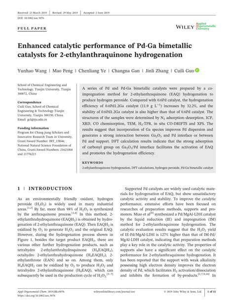 Enhanced Catalytic Performance Of Pd‐ga Bimetallic Catalysts For 2