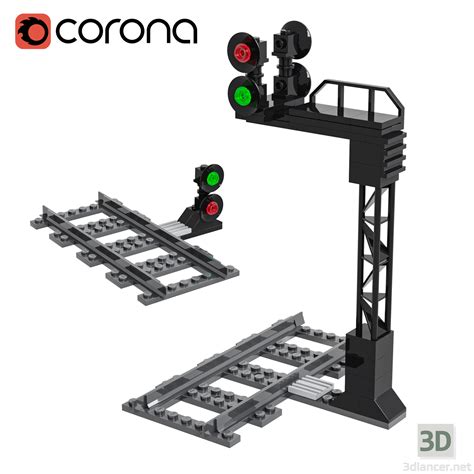 3d Model Lego Train Construction Traffic Lights 92831 3dlancer Net