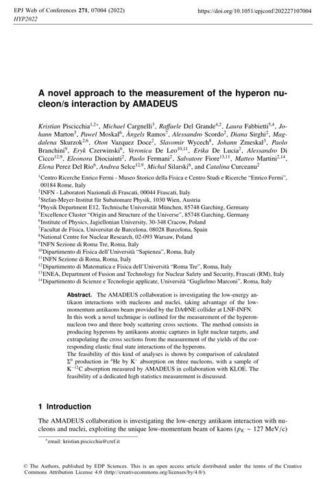PDF A Novel Approach To The Measurement Of The Hyperon Nucleon S Interaction By AMADEUS