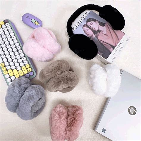 [얼굴 작아보이는]밍크 양털 귀마개 접이식 퍼 귀도리 겨울 따뜻 포근 휴대용 에이블리