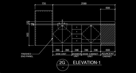 Professional 2580mm Cabinet Layout Autocad Drawing File