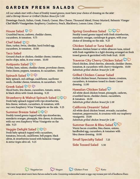 Menu At Chef Shells Restaurant And Catering Port Huron
