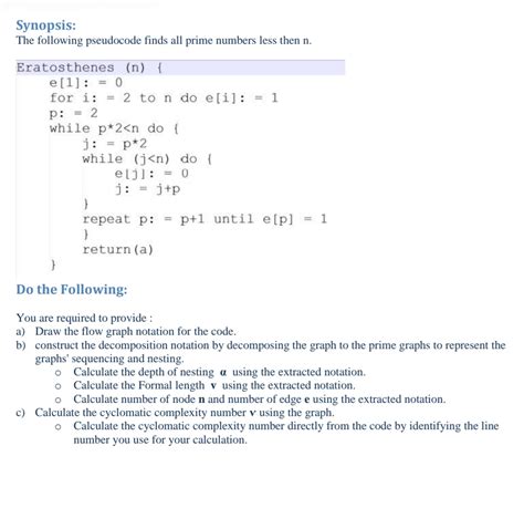 Solved Synopsisthe Following Pseudocode Finds All Prime