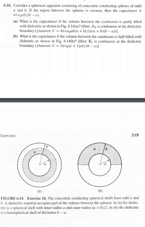Solved 6 16 Consider A Spherical Capacitor Consisting Of