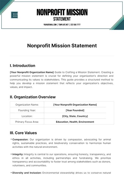 Free Nonprofit Mission Statement Template To Edit Online
