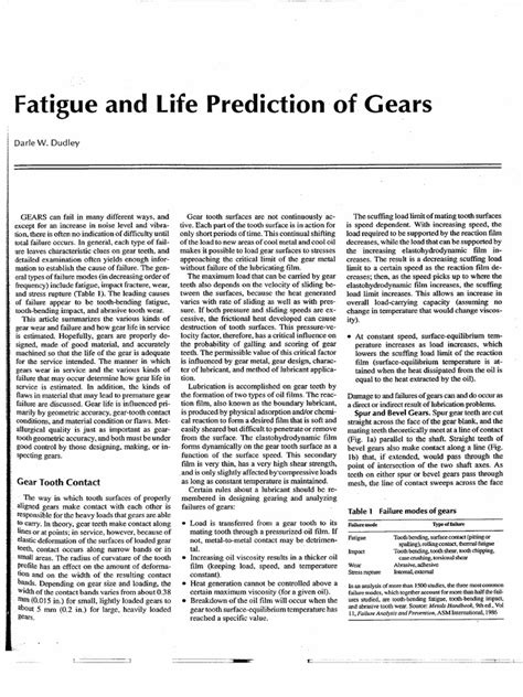 Asm Vol19 Fatigue And Life Prediction Of Gears Pdf