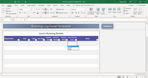 Running Log Excel Template Running Tracker Running Excel Etsy