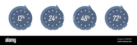 Set Of Clock Arrow 12 24 48 72 Hours In A Flat Design Stock Vector