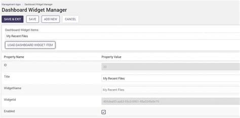 Working With Dashboard Widget Manager Management App Release 50 And