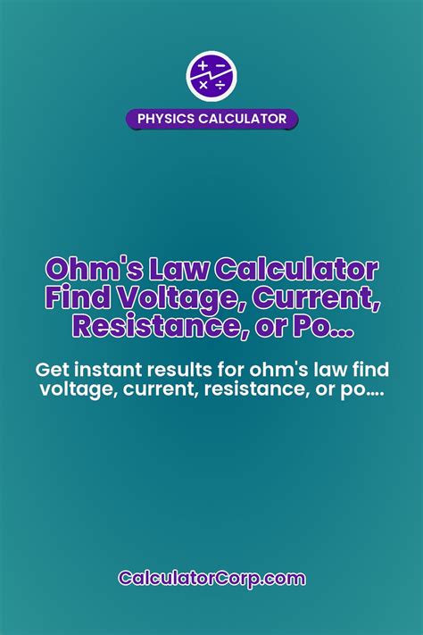 Ohms Law Calculator Find Voltage Current Resistance Or Power