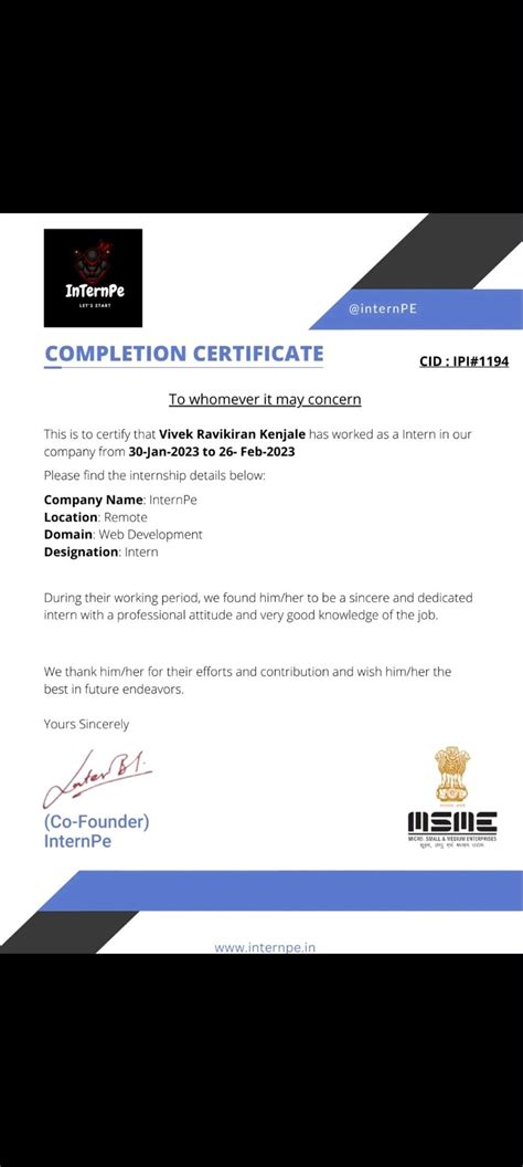 vivek kenjale on linkedin connections webdevlopment internship2023