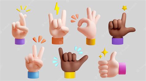 Premium Photo 3d Hand Gestures Icon Set