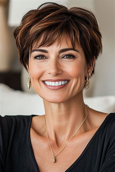 50 Trendy Pixie Haircuts For Women Over 50 Brunette Choppy Pixie With