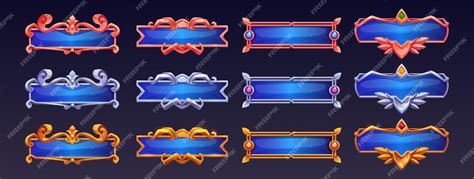 게임 Ui 프레임 골드 실버 구리 중세 메뉴 무료 벡터