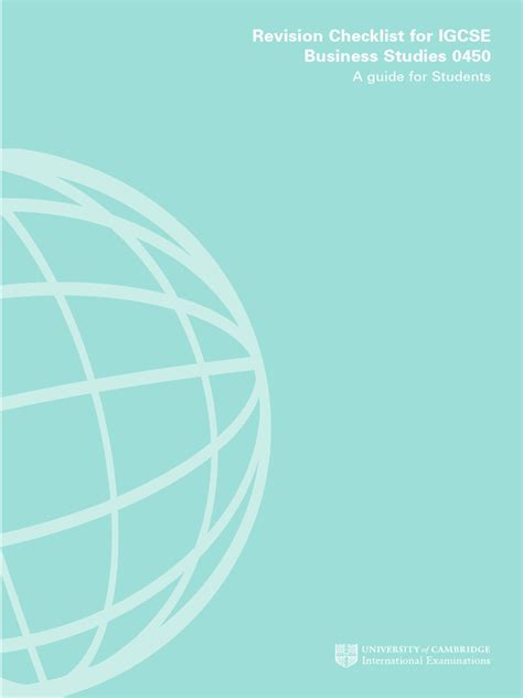 Revision Checklist For Igcse Business St Pdf Marketing Demand