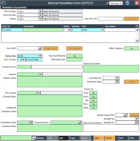 Submit Internal Deviation Form