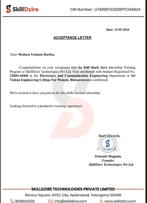 venkata harika meduru on linkedin internship skilldizer excitedtolearn fullstackjava