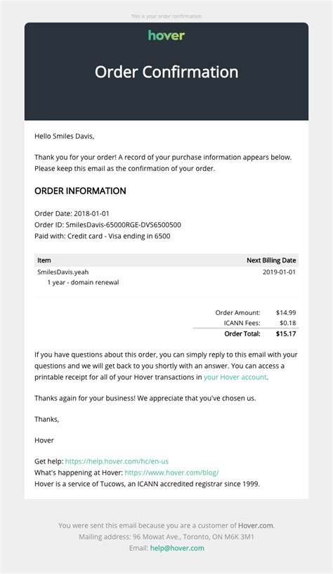 Order Confirmation Email Order Confirmation Email Template