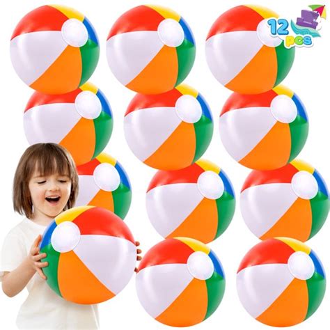 Syncfun Multipack 12 Pcs 16 Inflatable Rainbow Beach Balls Water