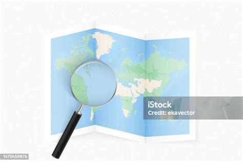 확대 도미니카 접힌 세계지도에 돋보기로 표시 0명에 대한 스톡 벡터 아트 및 기타 이미지 0명 대형 돋보기 광학 기기 Istock