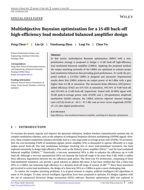 Multiobjective Bayesian Optimization For A 15‐db Back‐off High