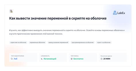 Как вывести значение переменной в скрипте оболочки руководство Labex