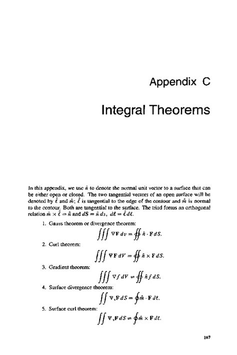 Appendix C Integral Theorems Curl Theorem Gradient Theorem Appendix C Integral Theorems In