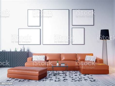 Hipster 인테리어 배경 스 칸디 나 비아 스타일의 포스터 프레임을 모의 3d 렌더링 3d 그림 0명에 대한 스톡 사진 및 기타 이미지 Istock