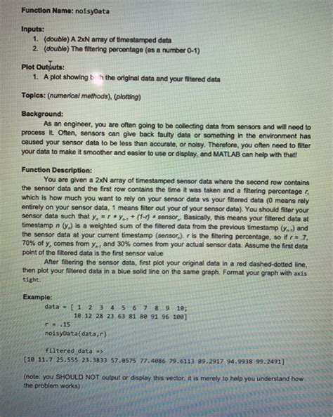 Solved Function Name Noisydata Inputs 1 Double A 2xn