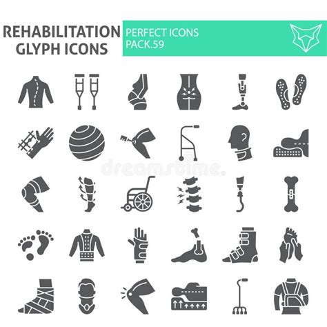 Rehabilitation Line Icon Set Therapy Symbols Collection Vector